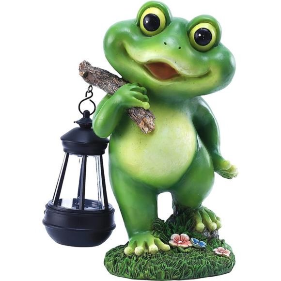 Art | Resin Solar Frog Statue With Solar Lights Garden Decorations ...